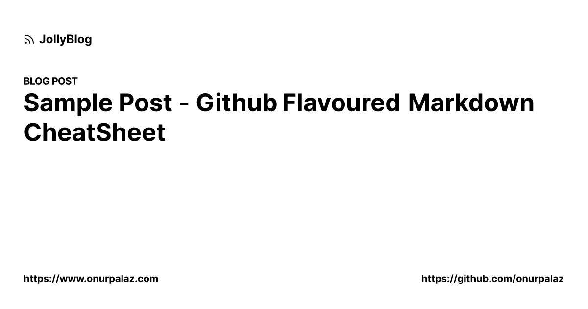 Sample Post - Github Flavoured Markdown CheatSheet Sample Post - Github Flavoured Markdown CheatSheet